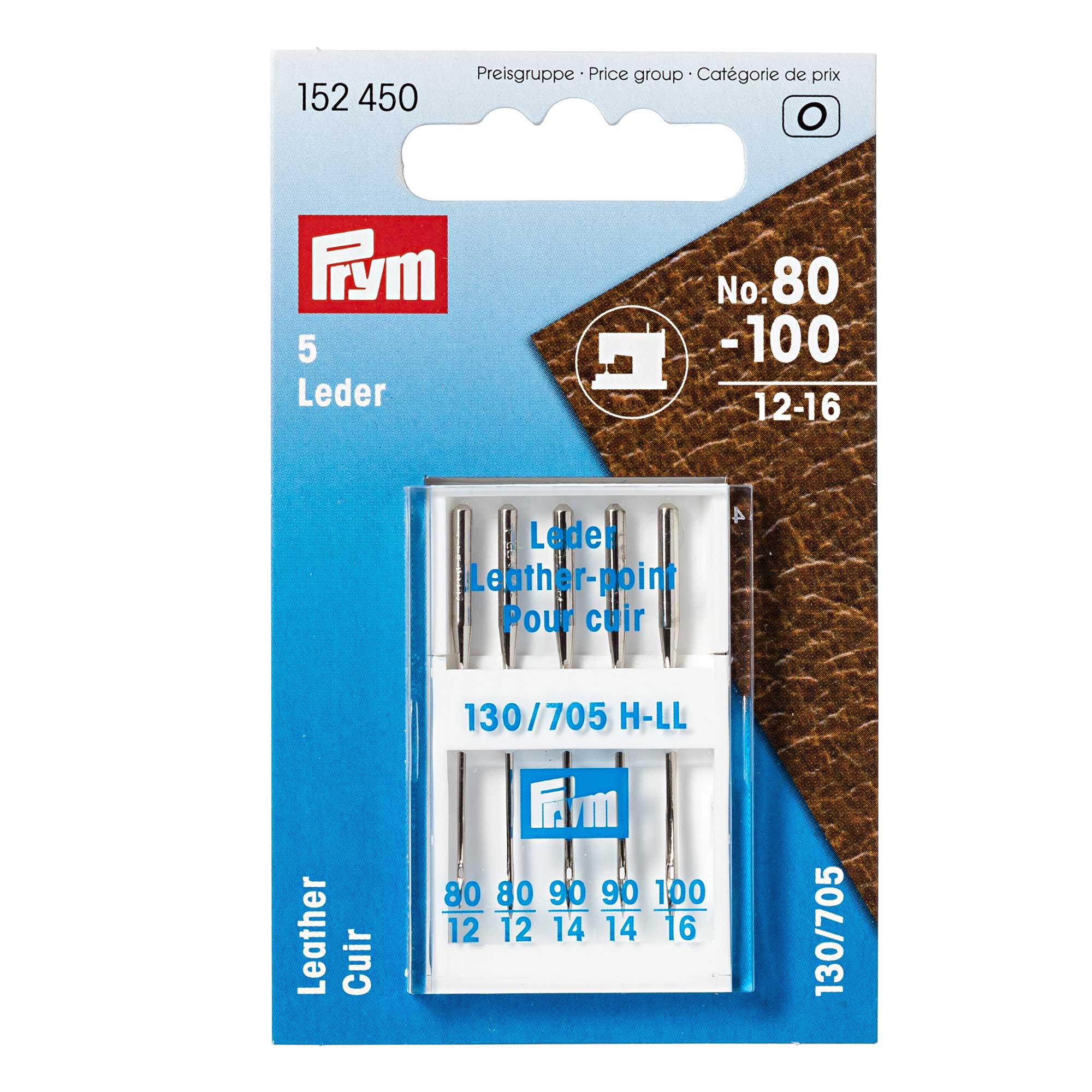 PRYM SEWING MACHINE NEEDLES 130/705 LEATHER 80-100 » Birch Wholesale