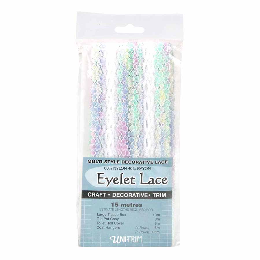UNI TRIM EYELET LACE NYLON MULTI » Birch Wholesale
